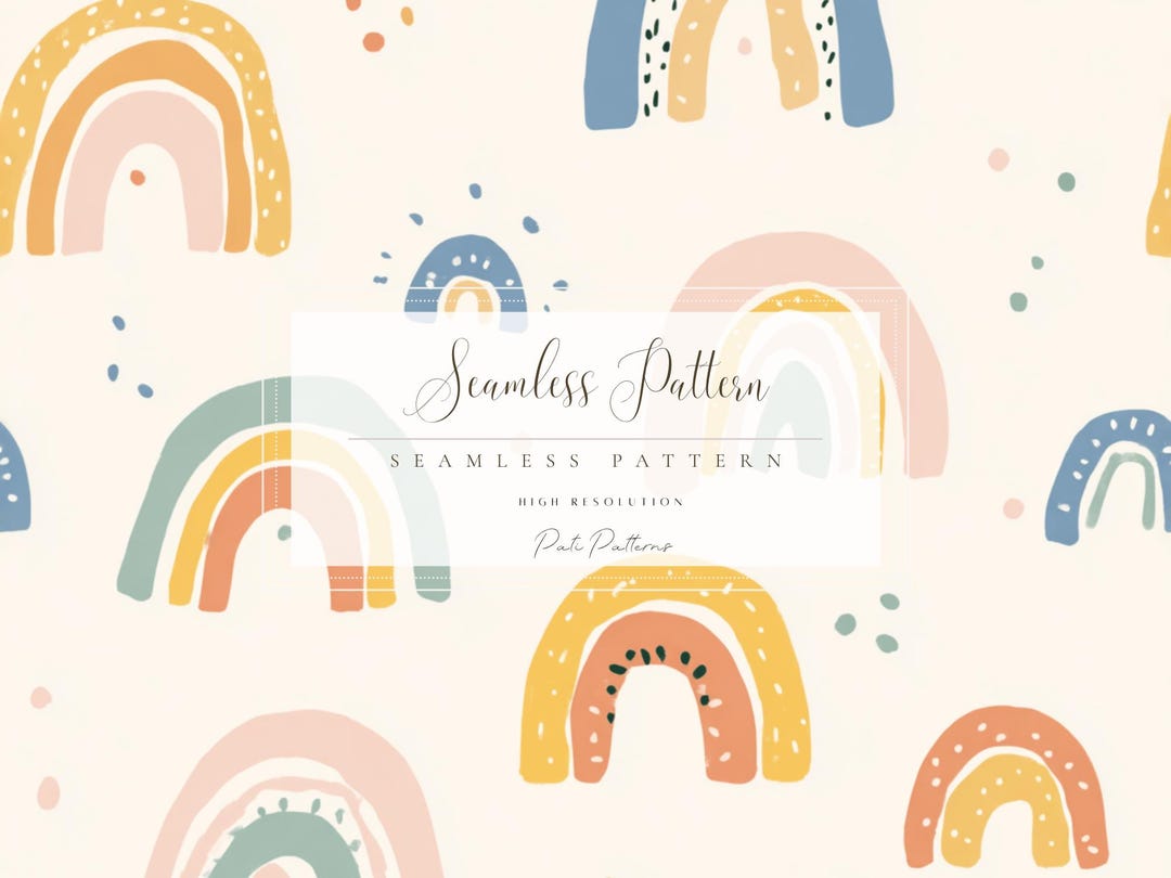 Kids Rainbow Seamless Pattern PNG, Boho Pastel Rainbows Digital Paper ...