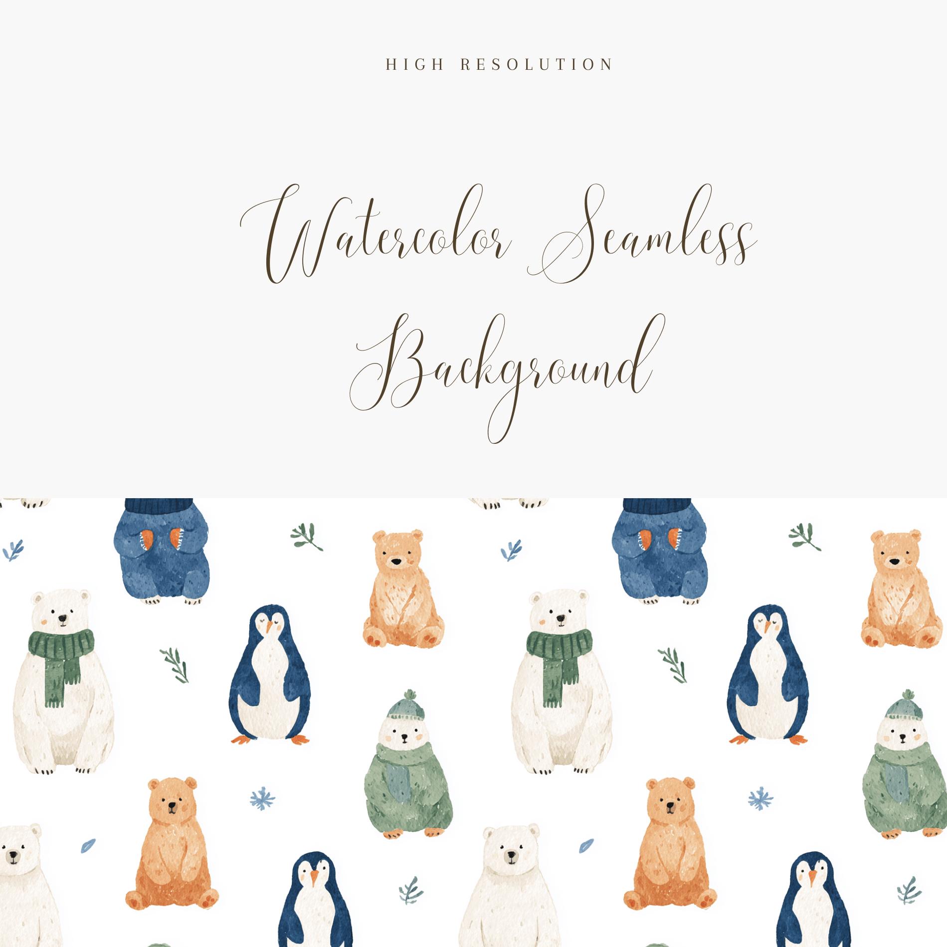 Cute Winter Animals Seamless Pattern PNG, Polar Bear Penguin Woodland ...