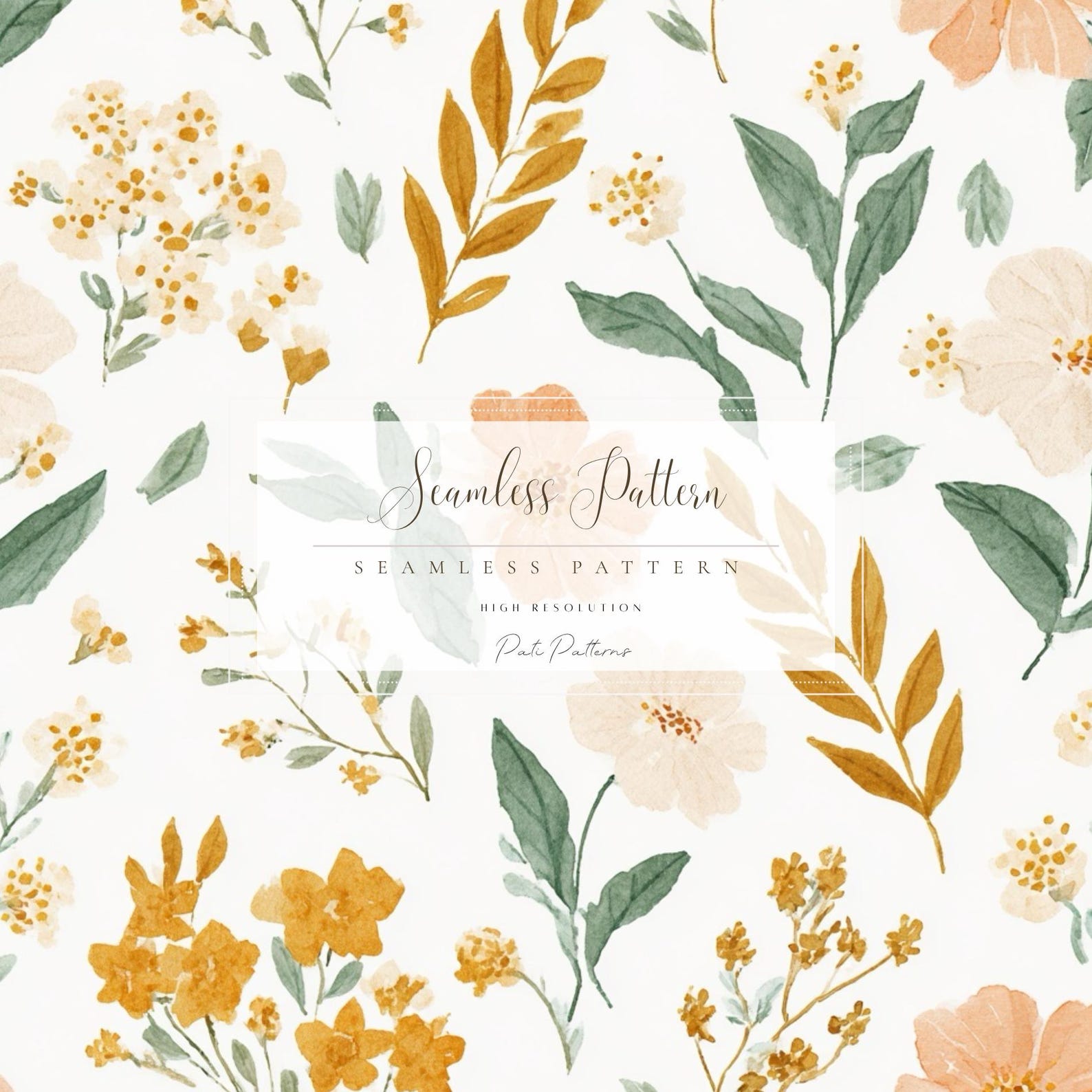 Watercolor Autumn Floral Seamless Pattern, Warm Fall Flowers Fabric ...