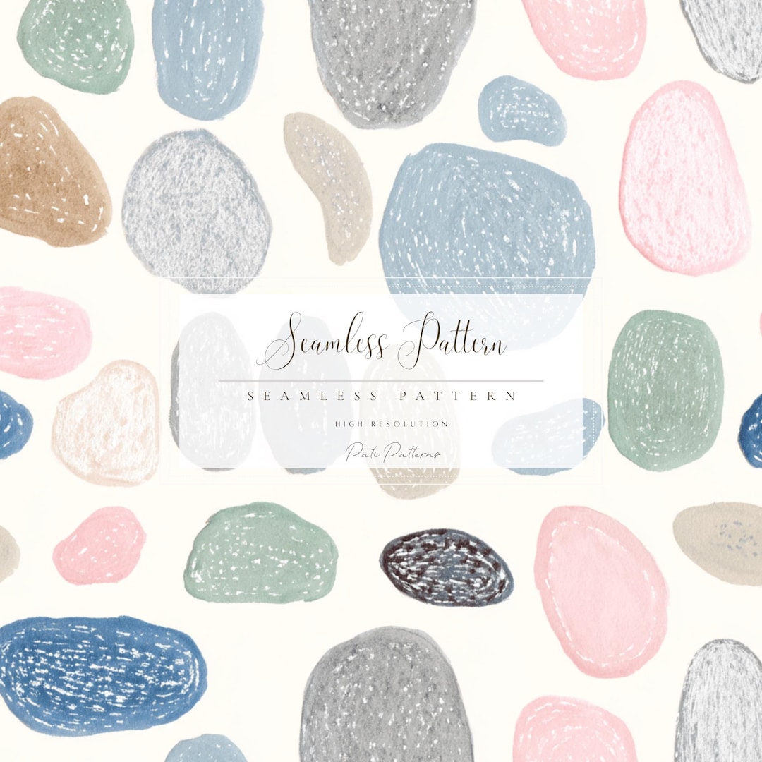 Watercolor Pebble Seamless Pattern PNG, Soft Pastel Rocks Background ...