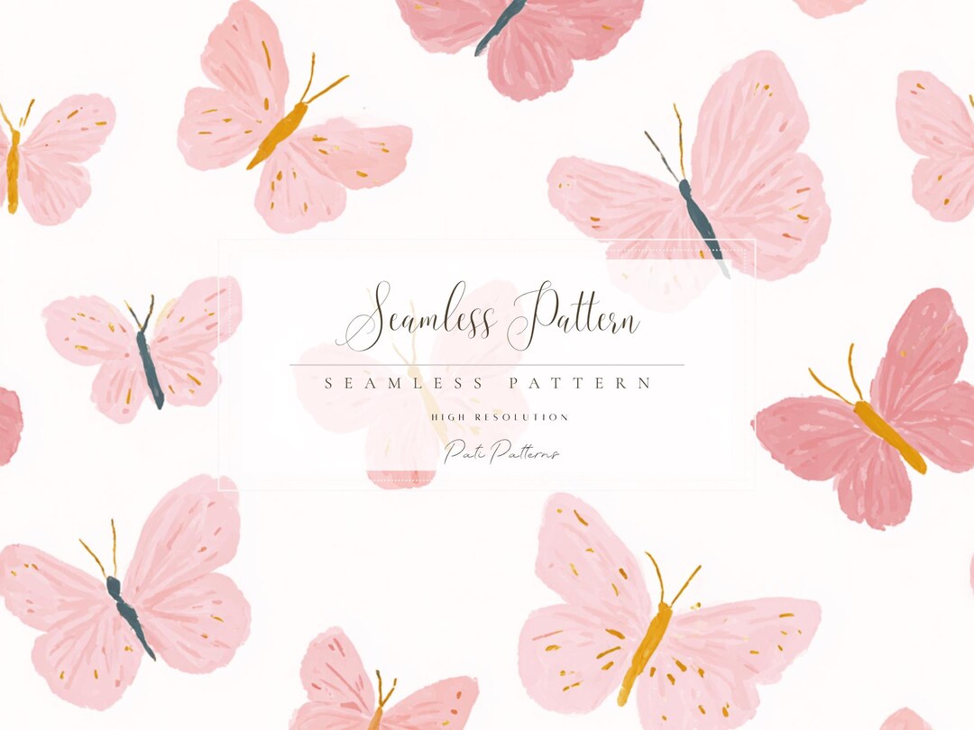 Powder Pink Butterfly Seamless Pattern PNG, Cute Spring Butterfly Print ...