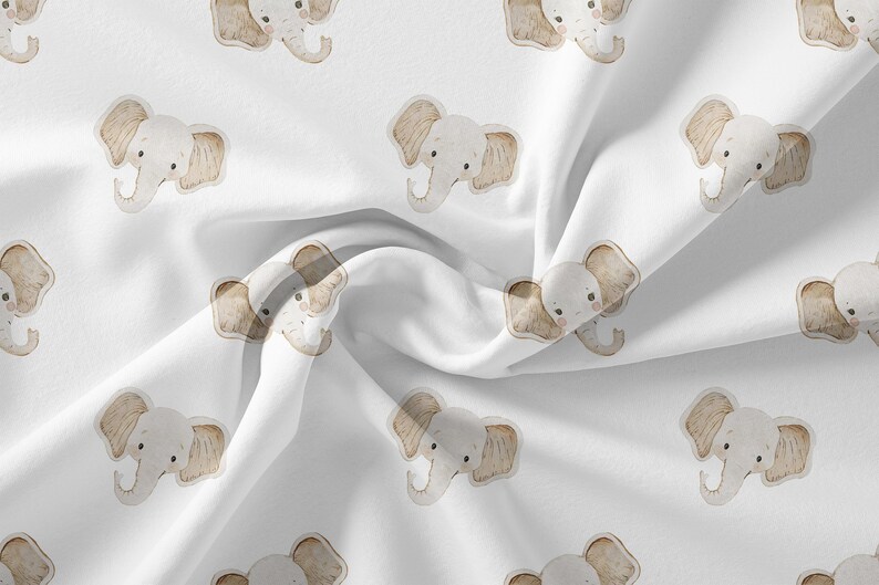 Baby Elephant Seamless Pattern - Watercolor Nursery Animal Digital ...