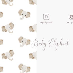 Baby Elephant Seamless Pattern - Watercolor Nursery Animal Digital ...
