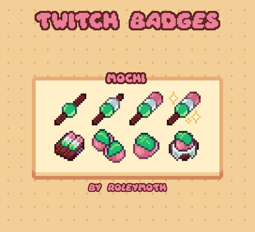Mochi Sub Badges : Bit Badge for Twitch , Emote , Food , Streamer ...