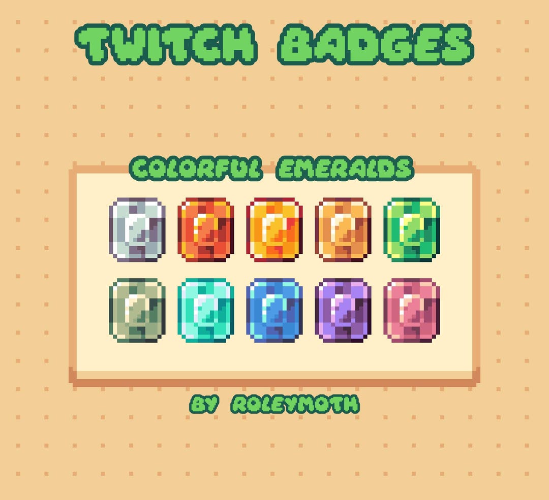 Emerald Sub Badges : Pixel Art for Twitch, Cute, Colorful, Streaming ...
