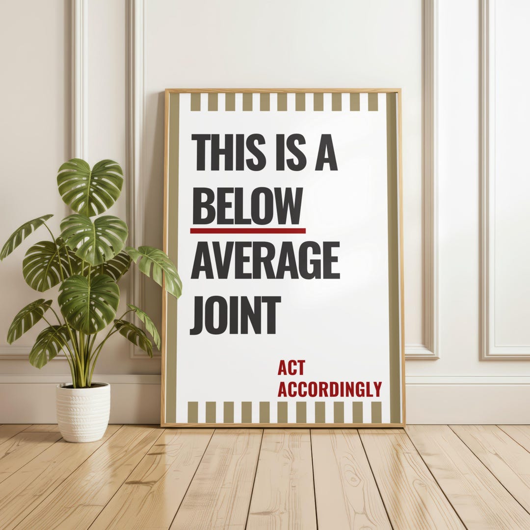 Funny Retro Print – "below Average Joint" Sarcastic Kitchen Decor - Etsy