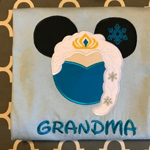 Snow Queen Elsa Miss Mouse Head Personalized Applique Adult and Plus ...