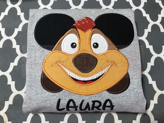 Timon Mr Mouse Head Personalized Applique Childrens Kids | Etsy