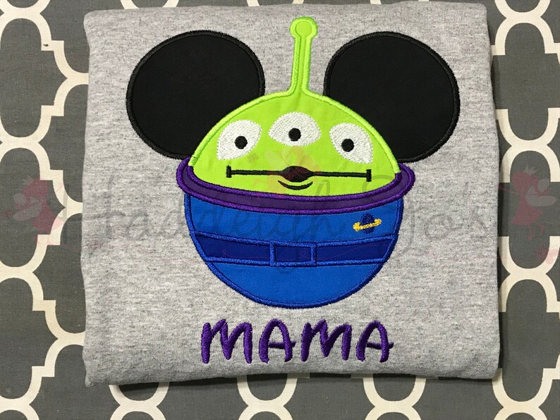 Green Little Alien Mouse Head Custom Personalized Applique - Etsy