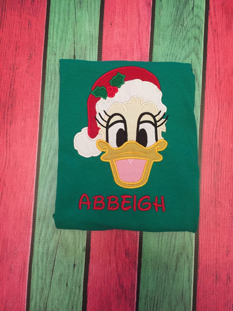 Daisy Duck Christmas Santa Hat Personalized Applique Childrens - Etsy