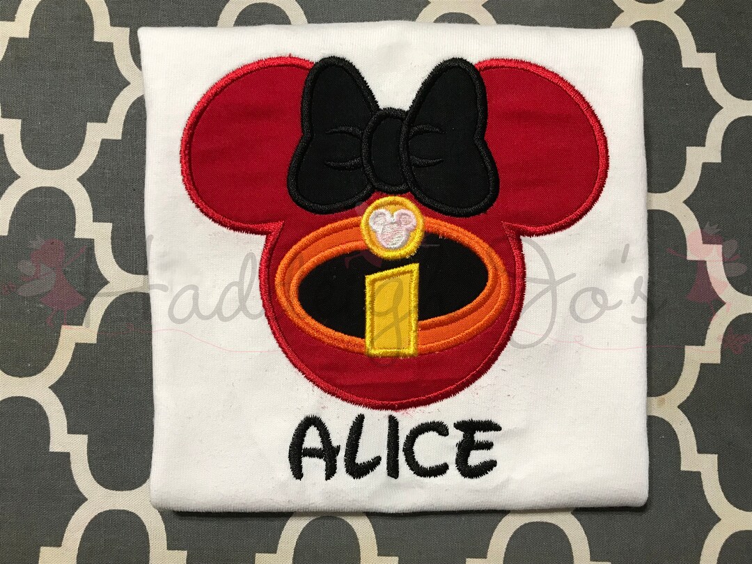 Incredibles Miss Mouse Head Personalized Applique Childrens Kids Infant ...