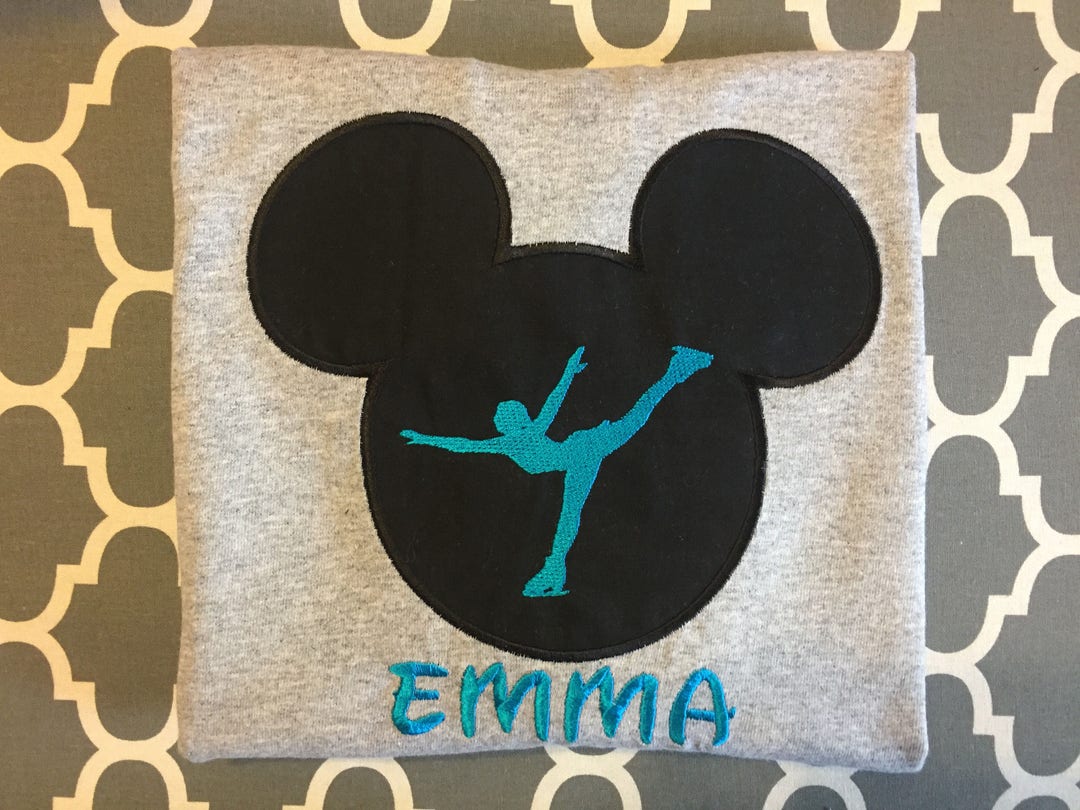 Figure Skating Mouse Head Personalized Applique Adult and Plus Size ...