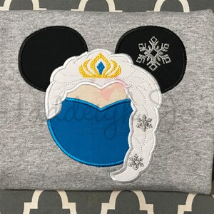 Snow Queen Elsa Miss Mouse Head Personalized Applique Adult and Plus ...