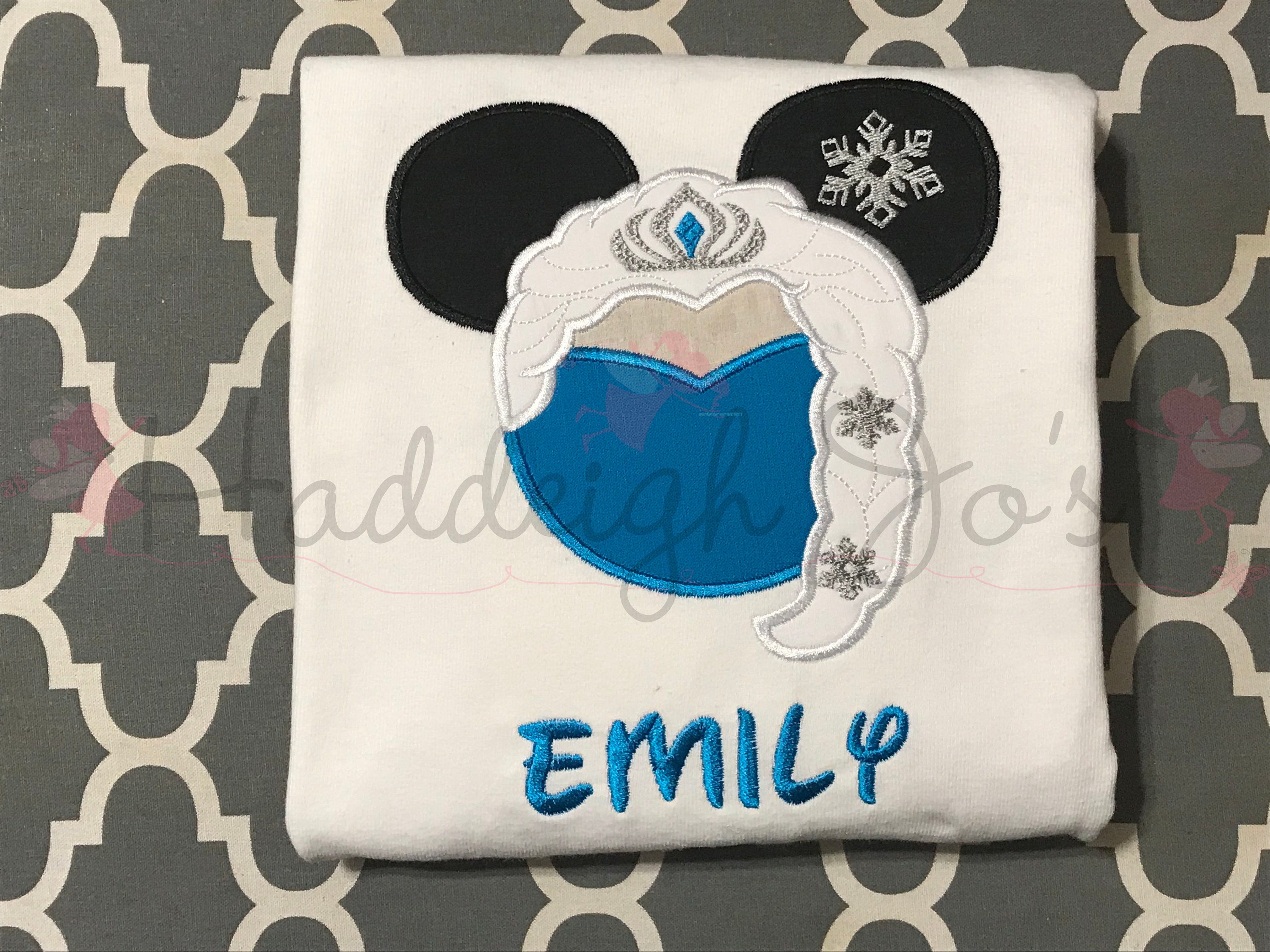 Snow Queen Elsa Miss Mouse Head Personalized Applique Adult | Etsy