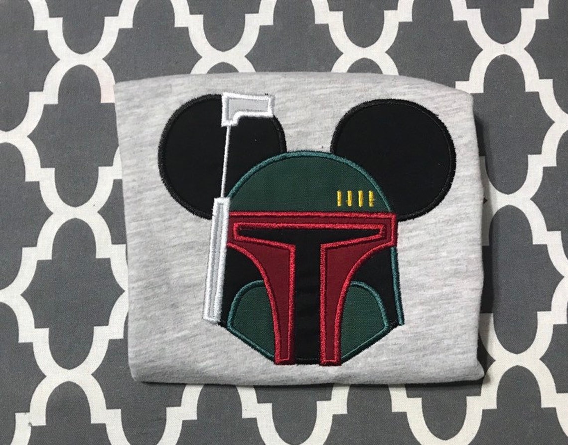 Boba Fett Mouse Head Custom Personalized Applique Adult and - Etsy
