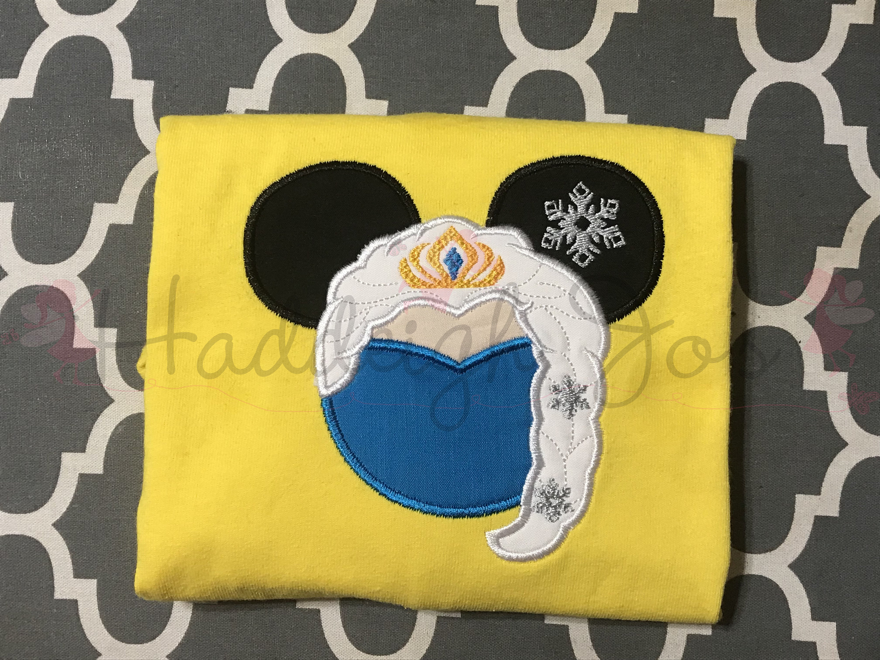 Snow Queen Elsa Miss Mouse Head Personalized Applique Adult | Etsy