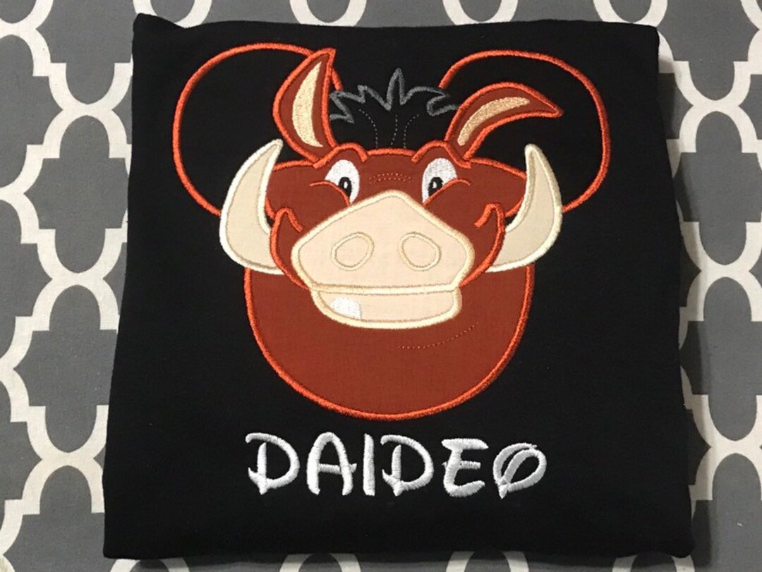 Pumba Mr Mouse Head Custom Personalized Applique Adult and Plus Size ...
