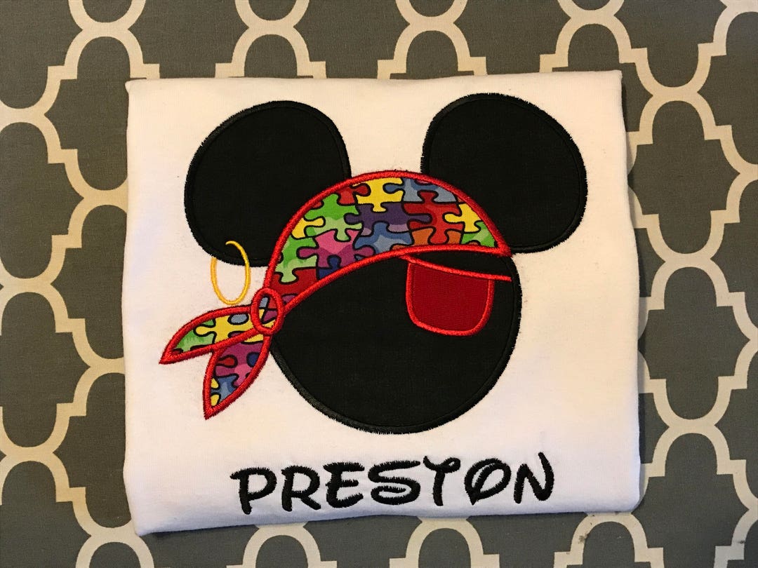 Autism Awareness Pirate Mouse Head Personalized Childrens Kids - Etsy