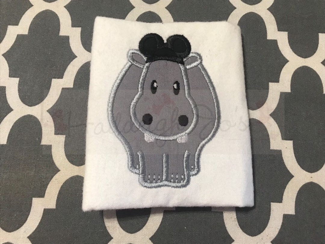 Hippo Safari Mr Mouse Head Personalized Applique Childrens Kids Infant ...