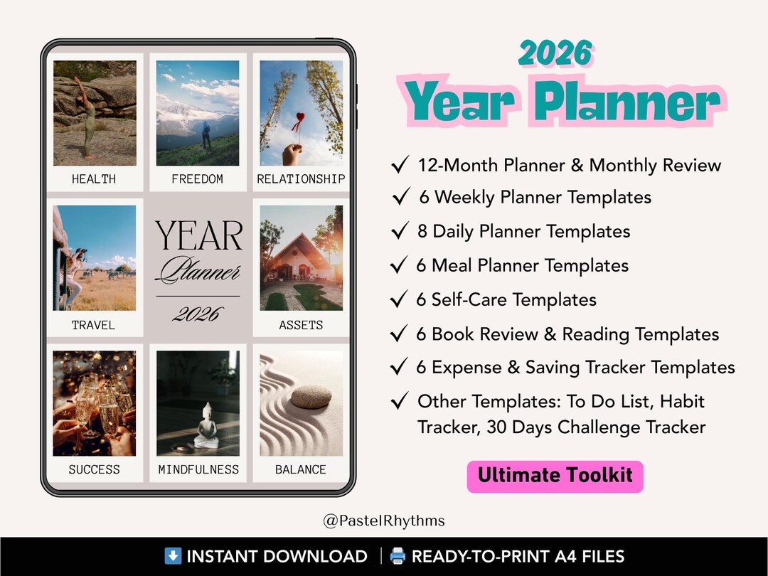 2026 Annual Planner Toolkit – Monthly, Weekly, Daily, Meal, Habit ...