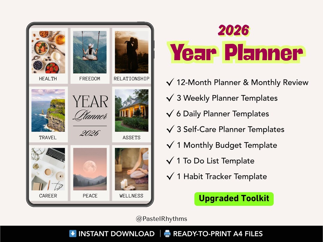 2026 Year Planner Toolkit – Monthly, Weekly, Daily (digital Download ...