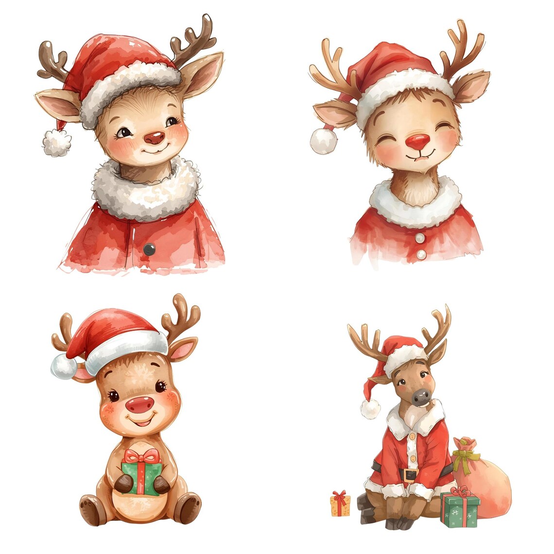 100+ Cute Santa Reindeer PNG Bundle for Kids Christmas Crafts ...