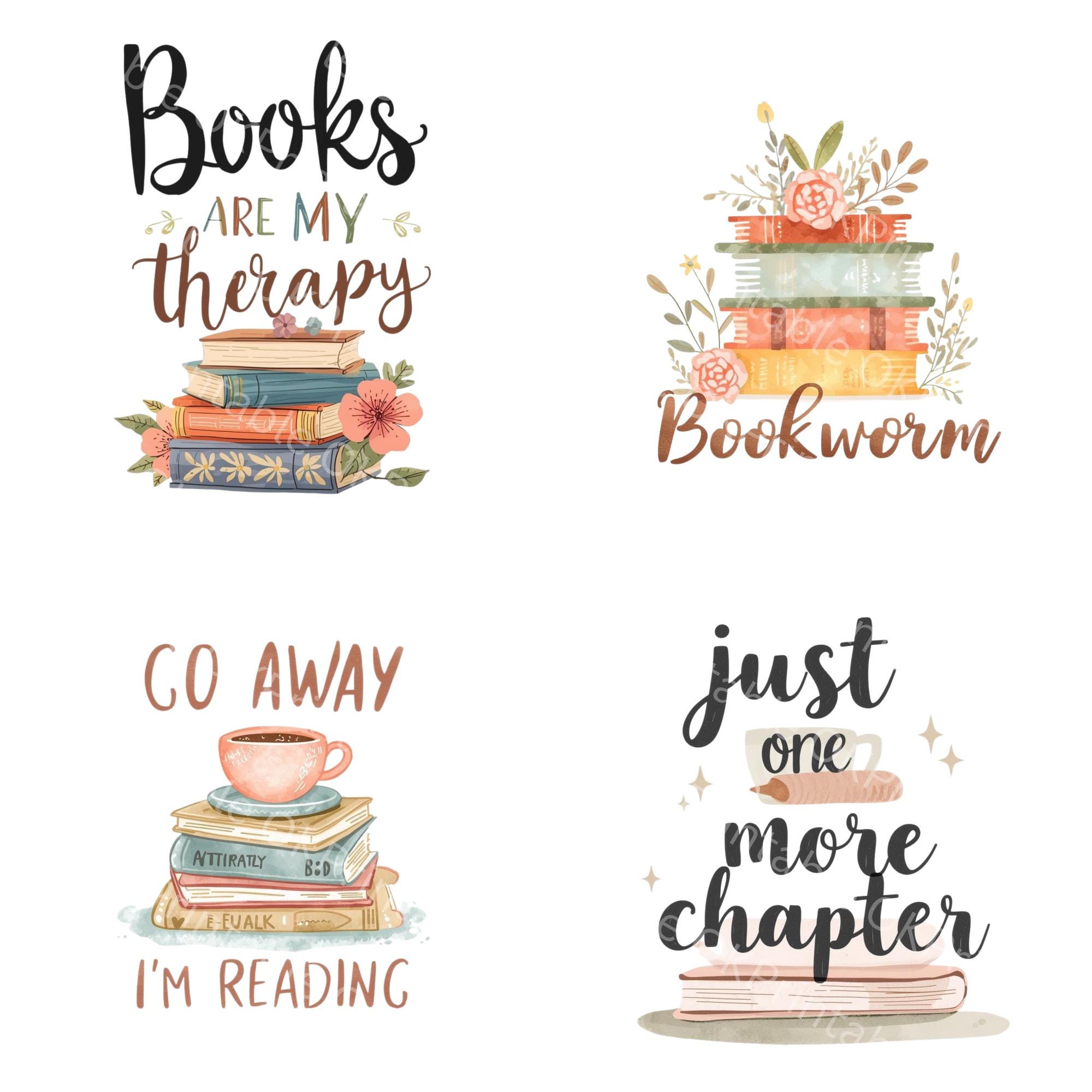 Bookish Quotes Clipart PNG, Book Lover Quote Bundle, Reading ...