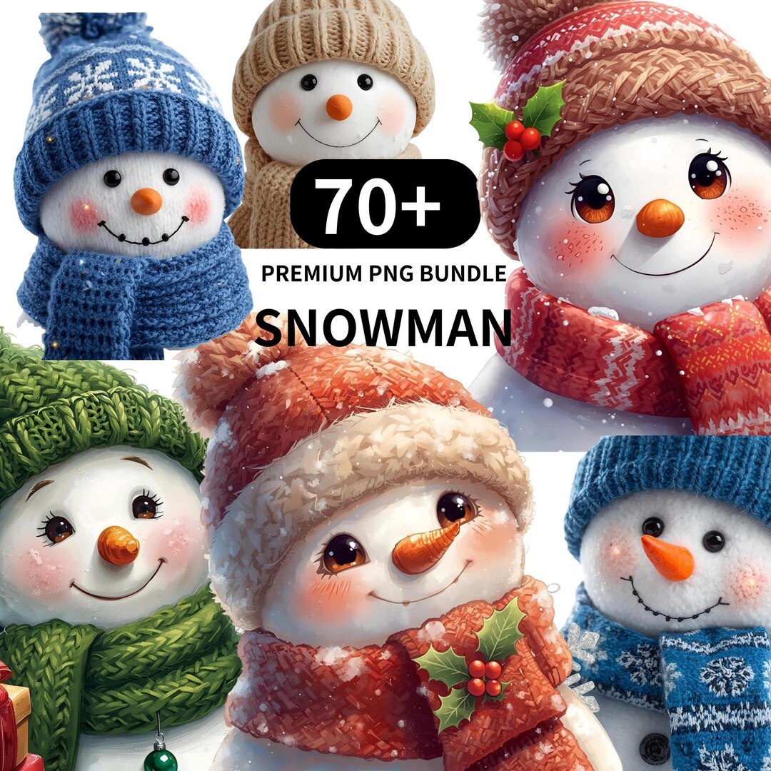70+ Cute Whimsical Snowman PNG Clipart Bundle, Baby First Coquette ...