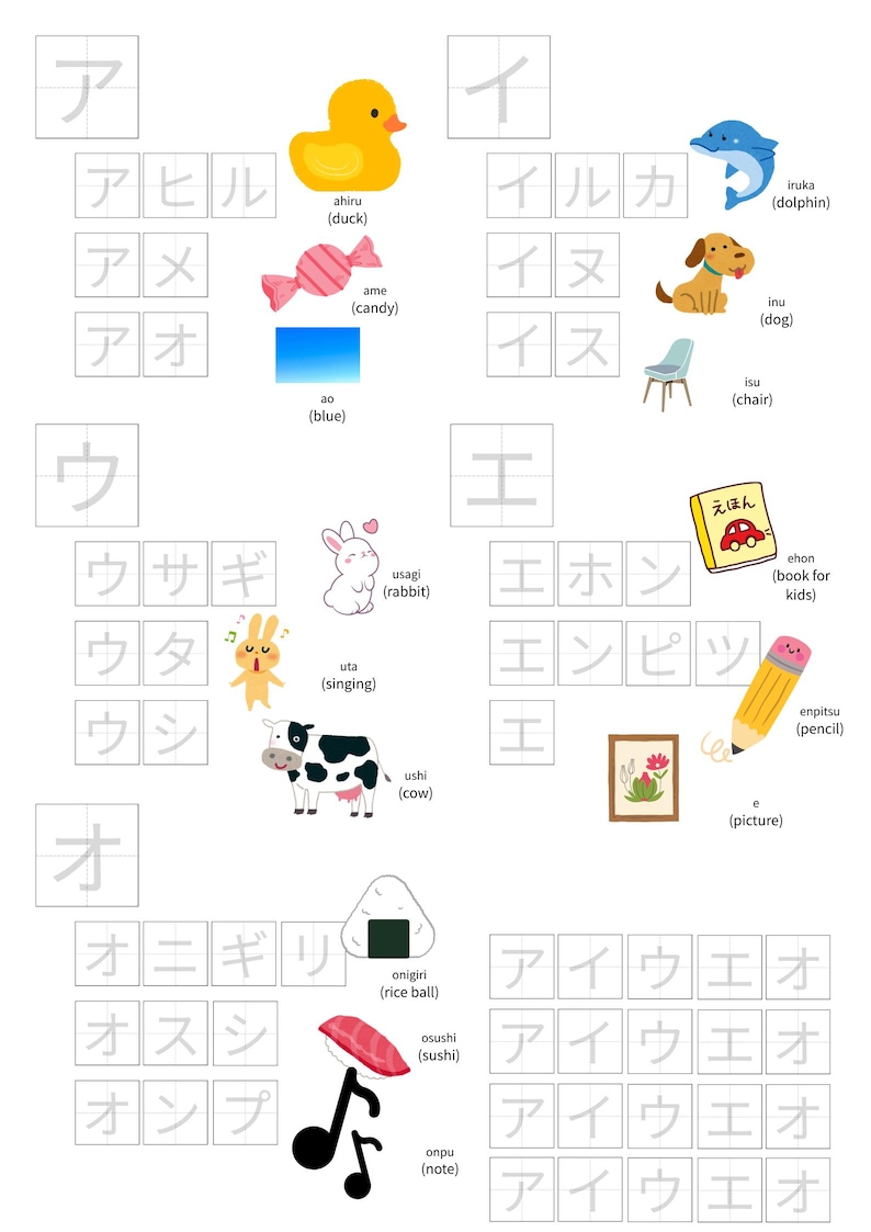 Katakana Worksheet Printable | Japanese Alphabet Practice | Handwriting ...