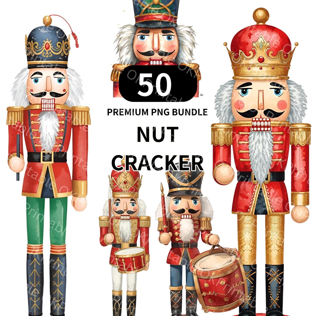 Vintage Christmas Nutcracker Clipart | Watercolor Nutcracker PNG Bundle ...