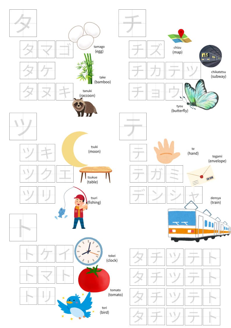 Katakana Worksheet Printable | Japanese Alphabet Practice | Handwriting ...