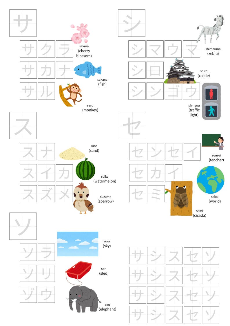 Katakana Worksheet Printable | Japanese Alphabet Practice | Handwriting ...