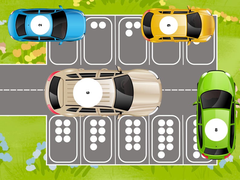 Parking Lot Number Matching Game, Toddler Learning Binder Page ...