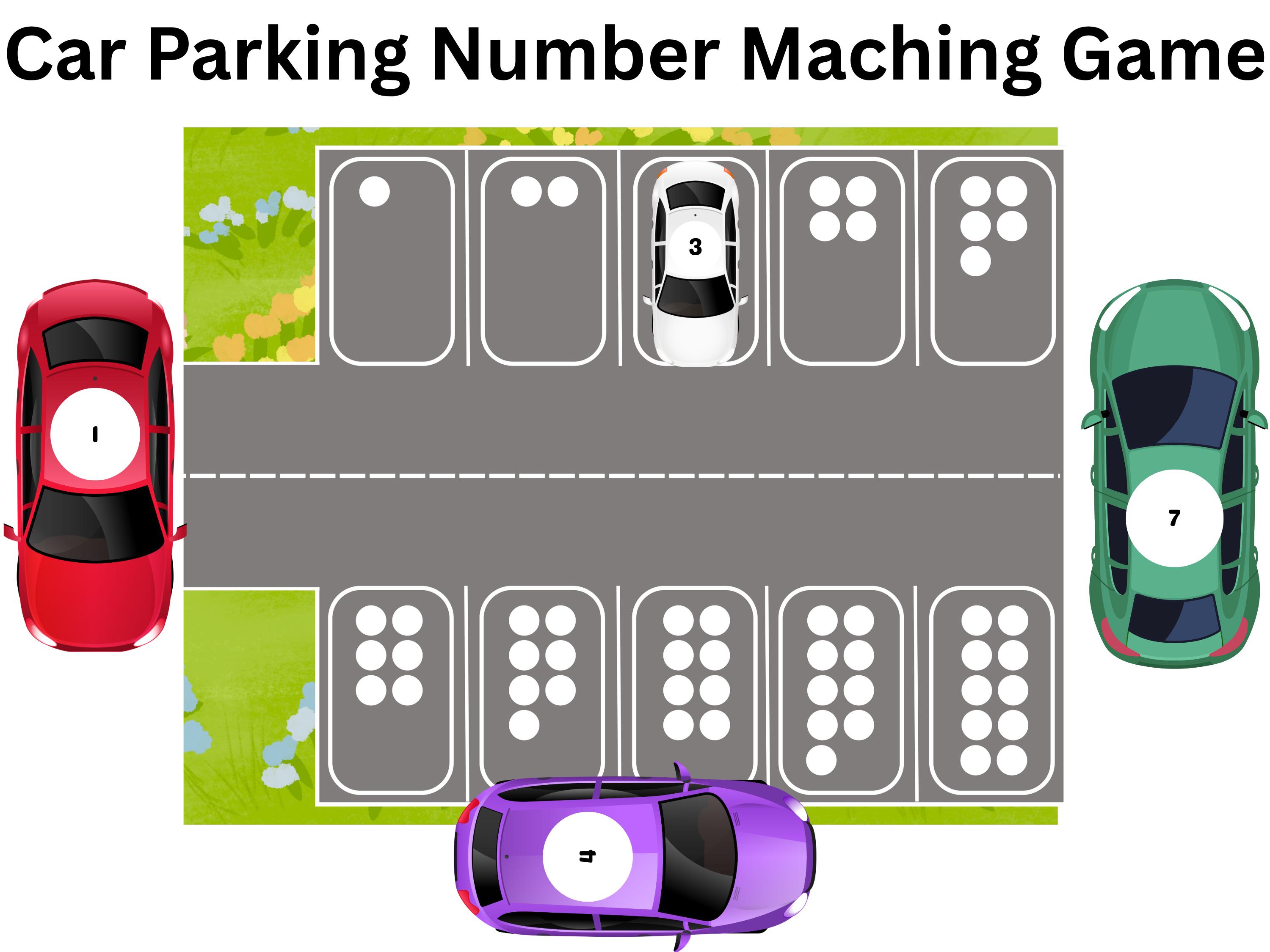 Parking Lot Number Matching Game, Toddler Learning Binder Page ...