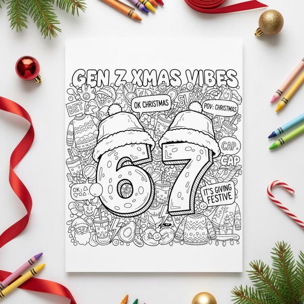 6 7 Christmas Coloring Pages - Etsy UK
