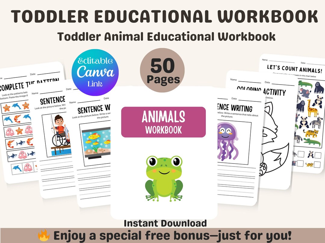 Toddler Educational Workbook, Printable Preschool Workbook, Tracing ...