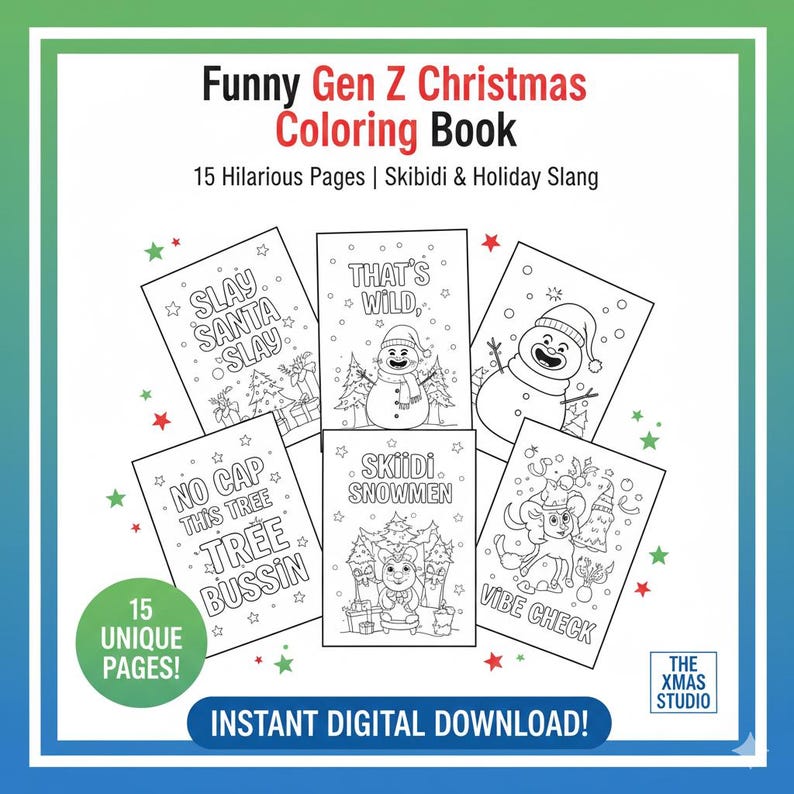 Funny Genz Christmas Coloring Pages | Skibidi and Holiday Slang for ...