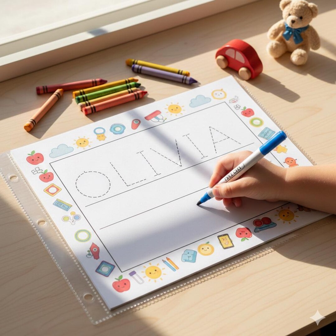 Personalized Name Tracing Mat Printable Dry Erase Worksheet Fine Motor ...