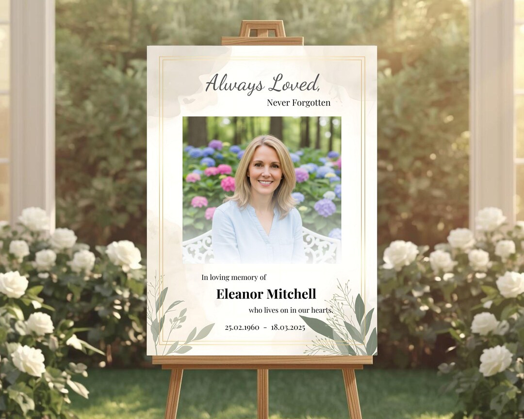 Funeral Sign Template, Editable Memorial Poster, Celebration of Life ...