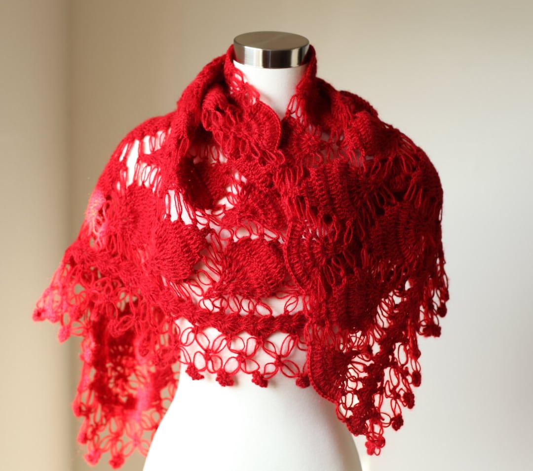 Red Crochet Bridal Shawl: Boho Wedding Cover-up - Etsy