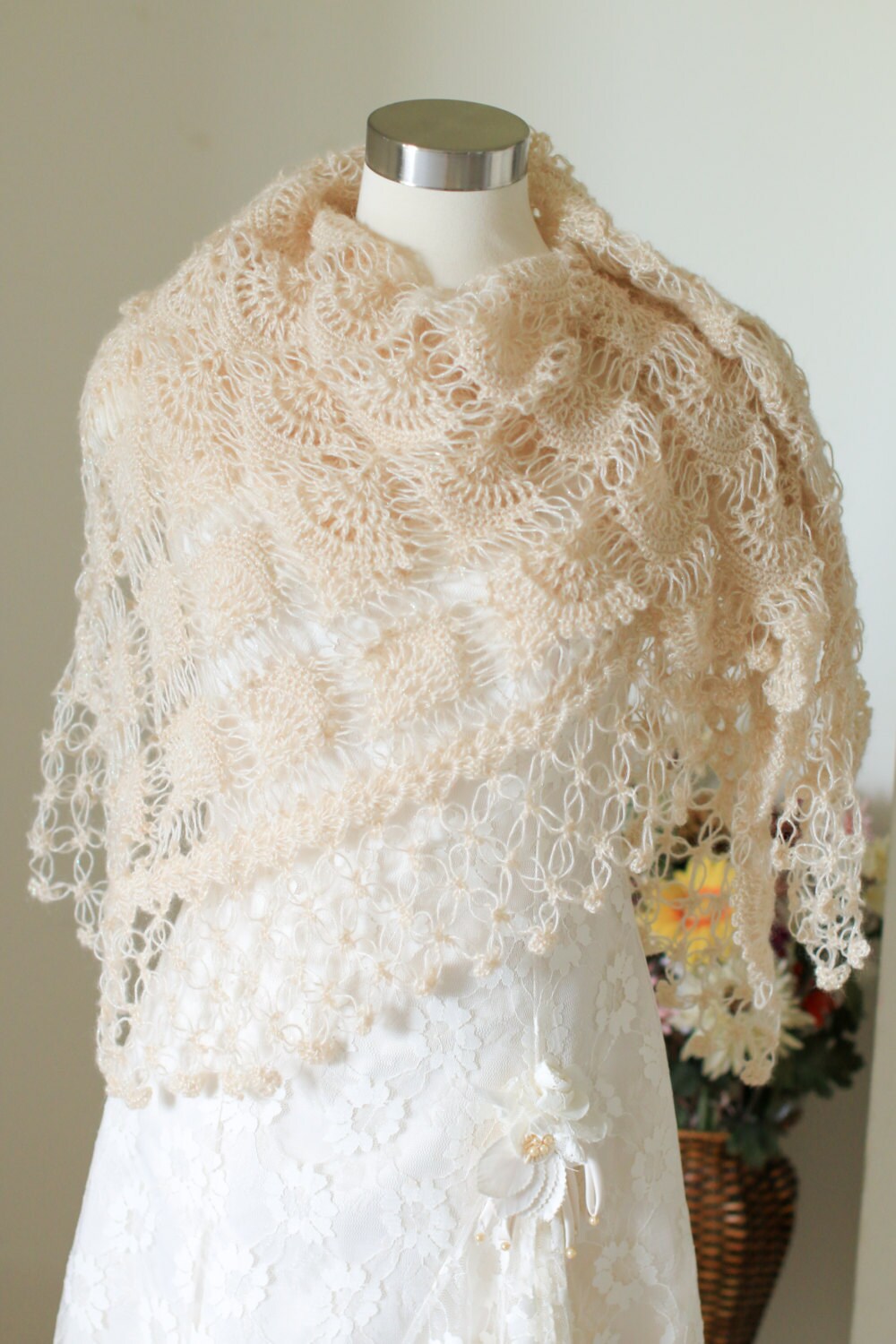 Bridal Shawl Wedding Shawl Bridal Shrug Cream Shawl Winter | Etsy