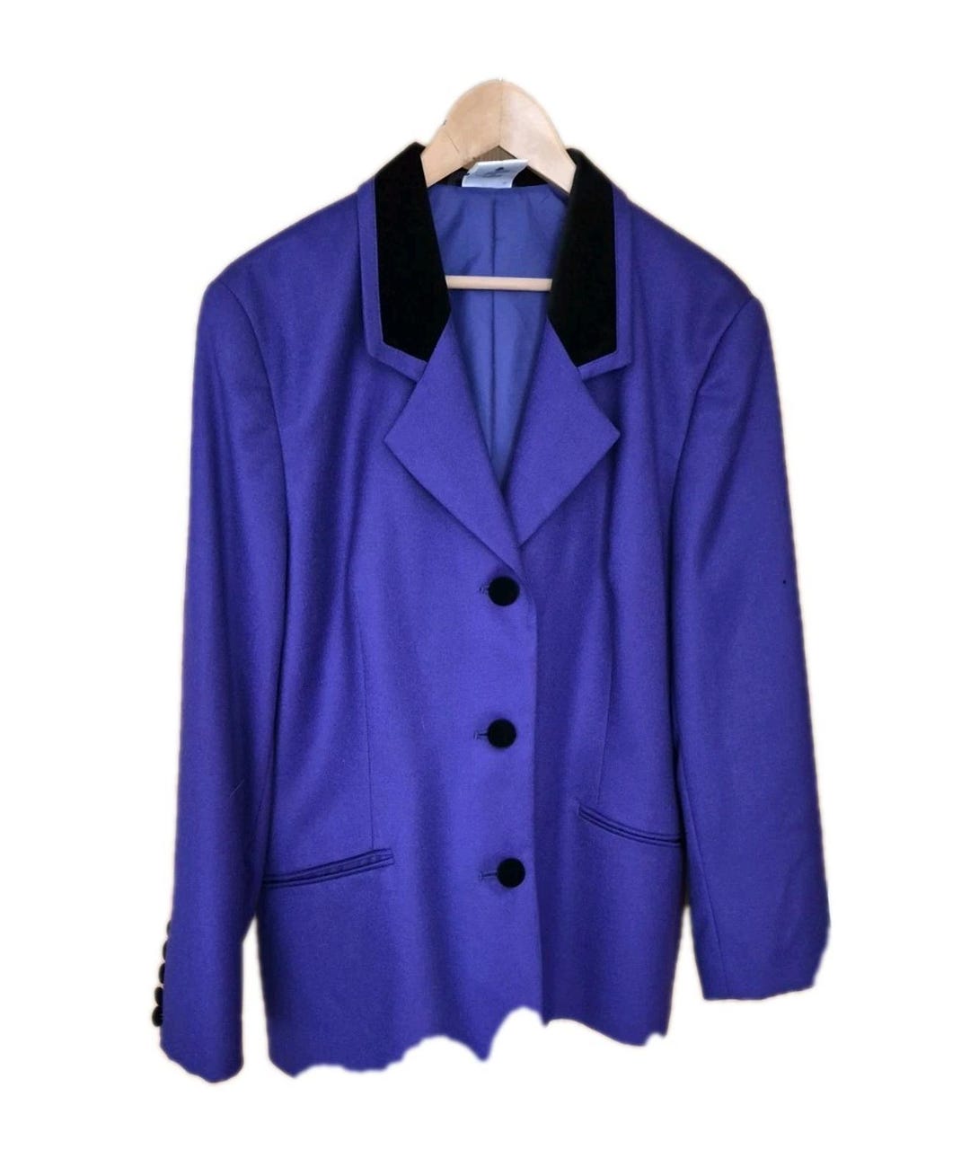 80s Alexon Vintage Wool Jacket With Velvet Detail Purple/black UK•18 ...