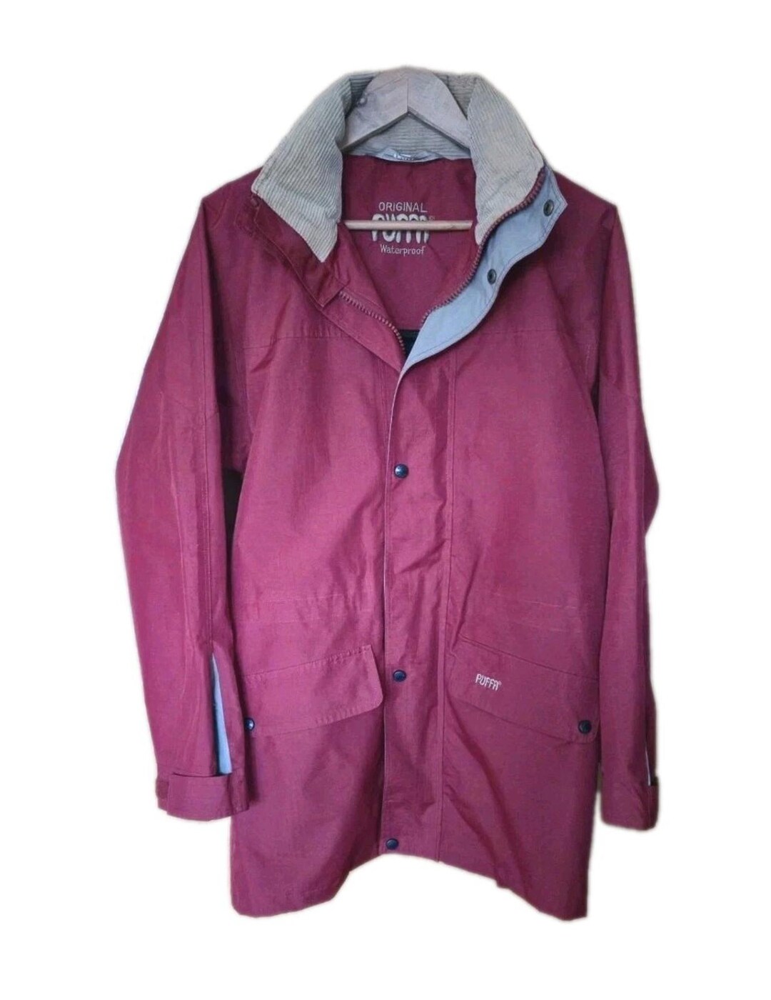 Vintage 90s Original Puffa Jacket Men's Red Size S Waterproof Hooded ...