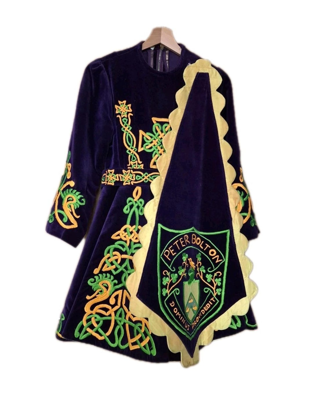 Vintage 70s Irish Dancing Dress & Cape Threads of Green Celtic 36/30 ...