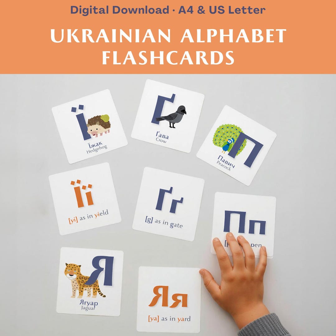 Ukrainian Alphabet Flashcards for Kids: Bilingual Ukrainian English ABC ...