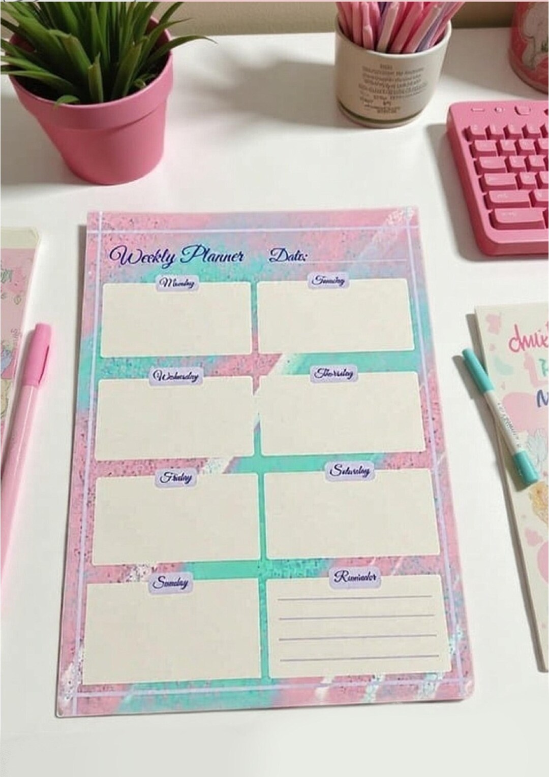 Weekly & Daily Planer Cute Girl PDF, 2 Pages - Etsy