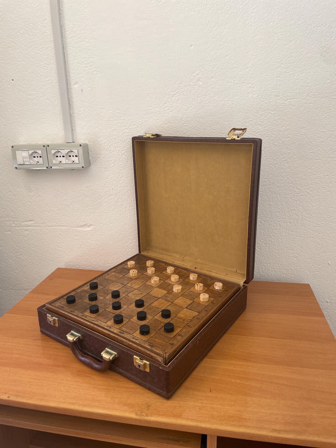 Vintage Sicilian Checkers Board Game - 1970s Handmade Wooden Dama ...