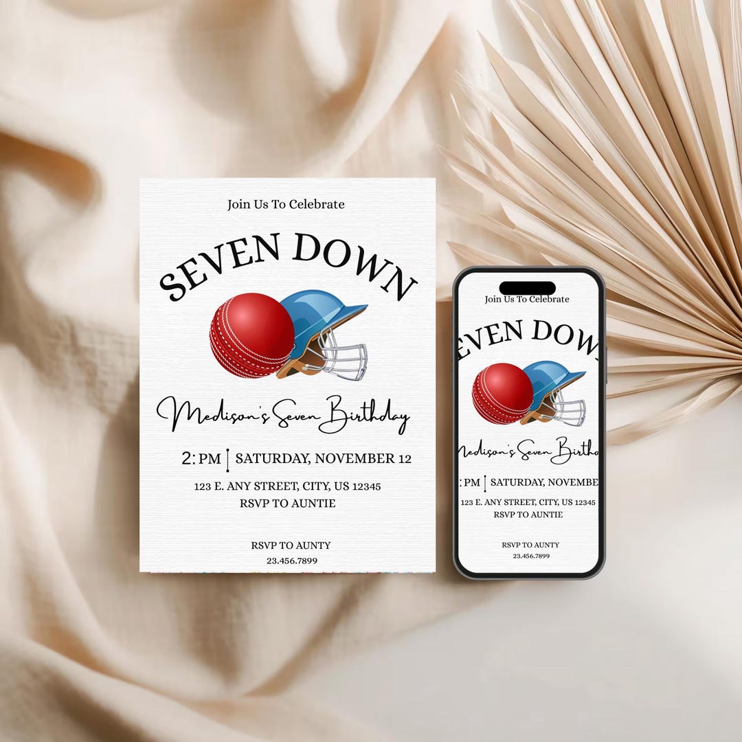 Cricket Birthday Invitation Template | Sports Party Invite (digital ...