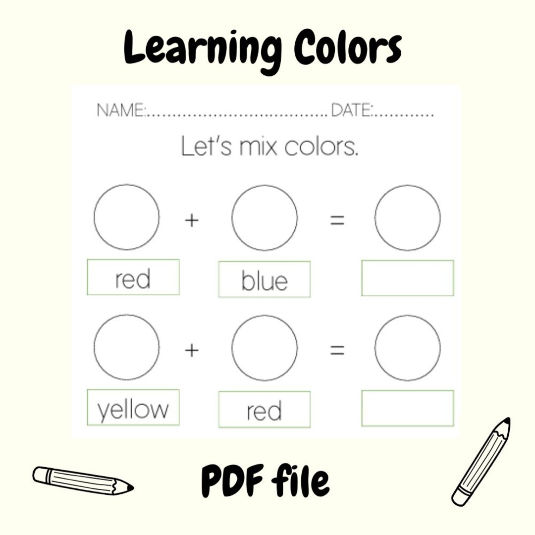 Color Mixing Worksheet: Art Activity for Kids (printable PDF) - Etsy