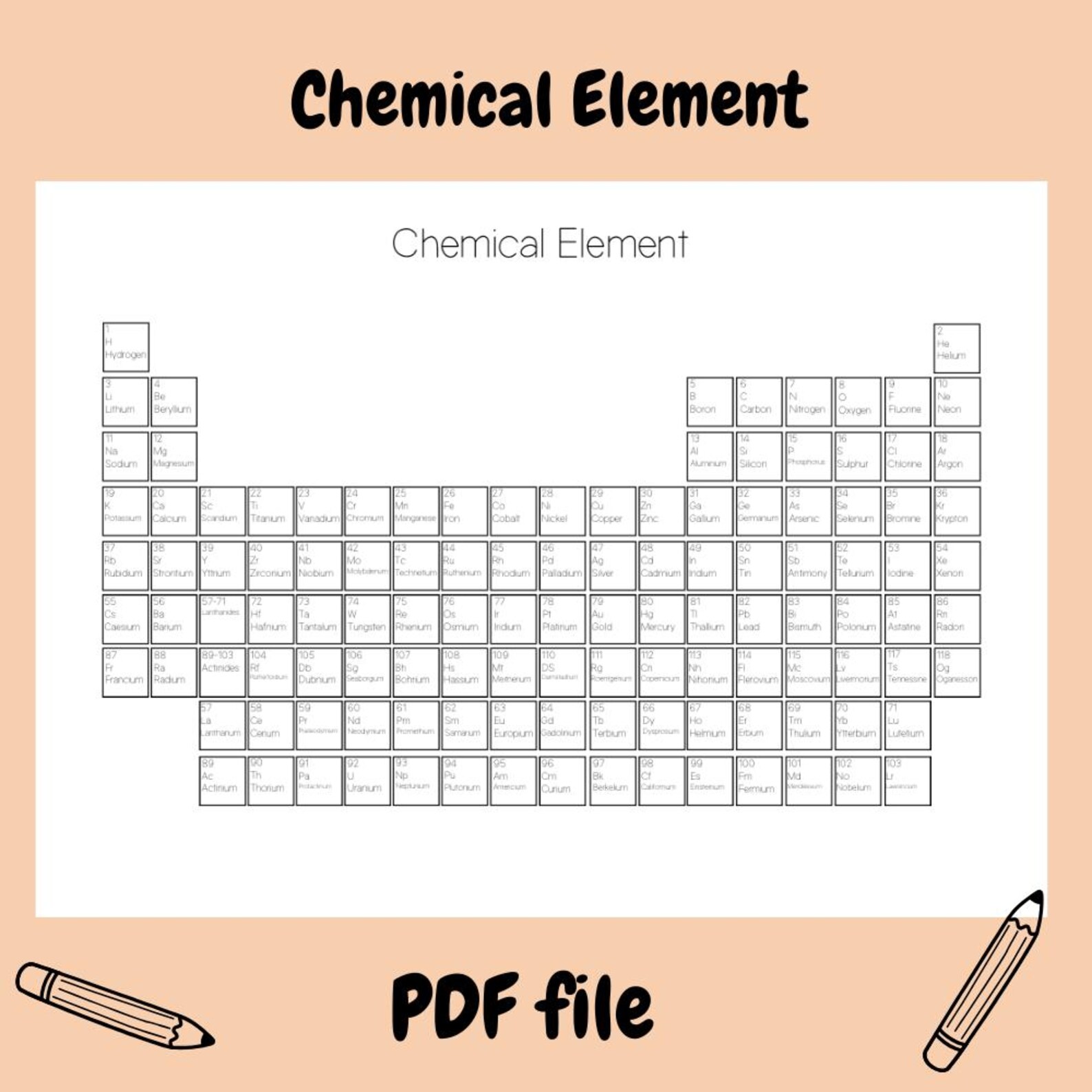 Chemical Element Tracing Chart for Memory and Short Note - Etsy